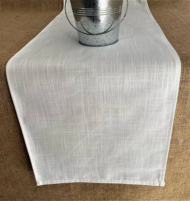 White Table Runner Solid White Runner Textured White Linen - Etsy