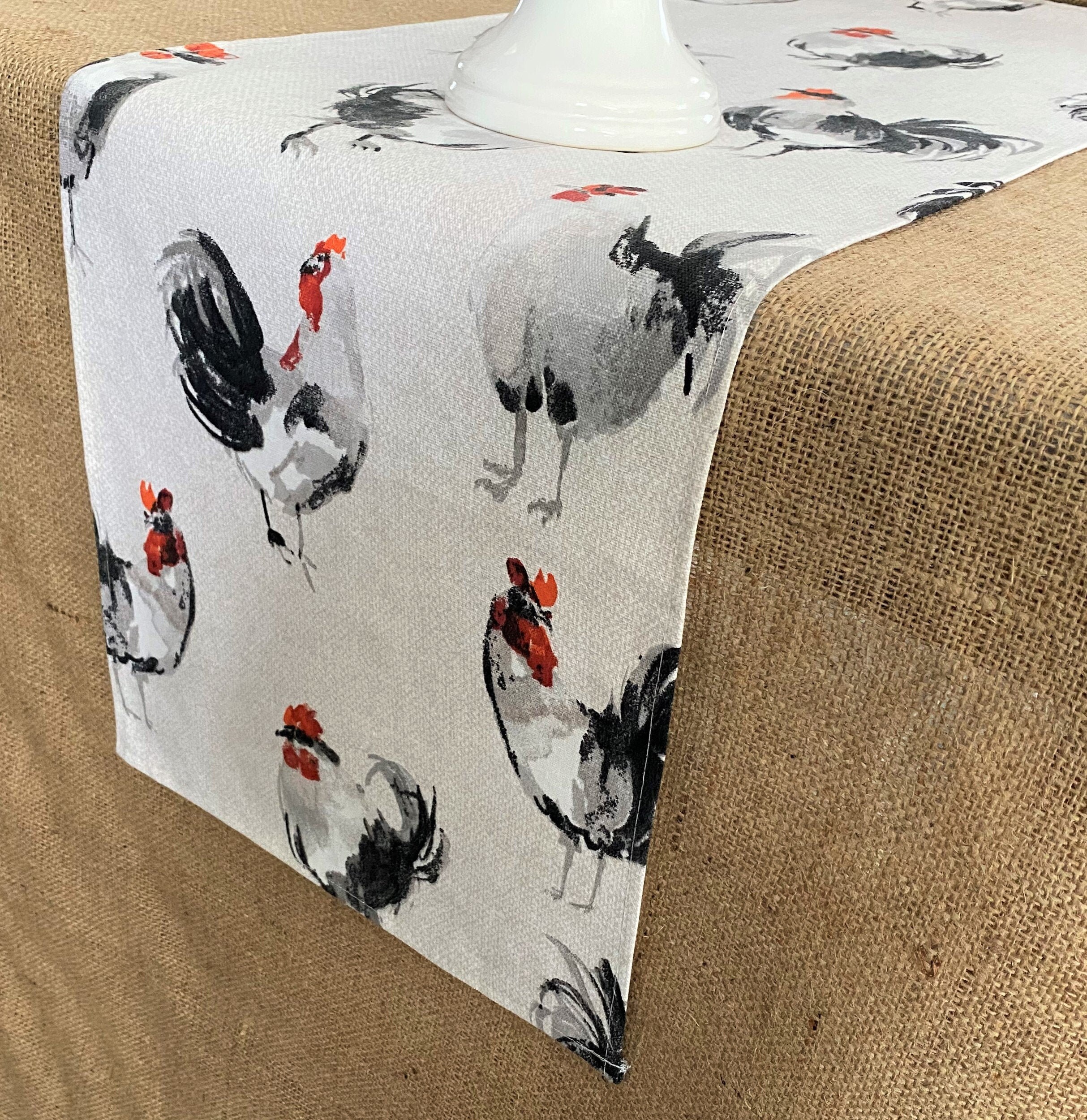 Rooster Table Runner Red Black Runner Table Centerpiece Dining | Etsy
