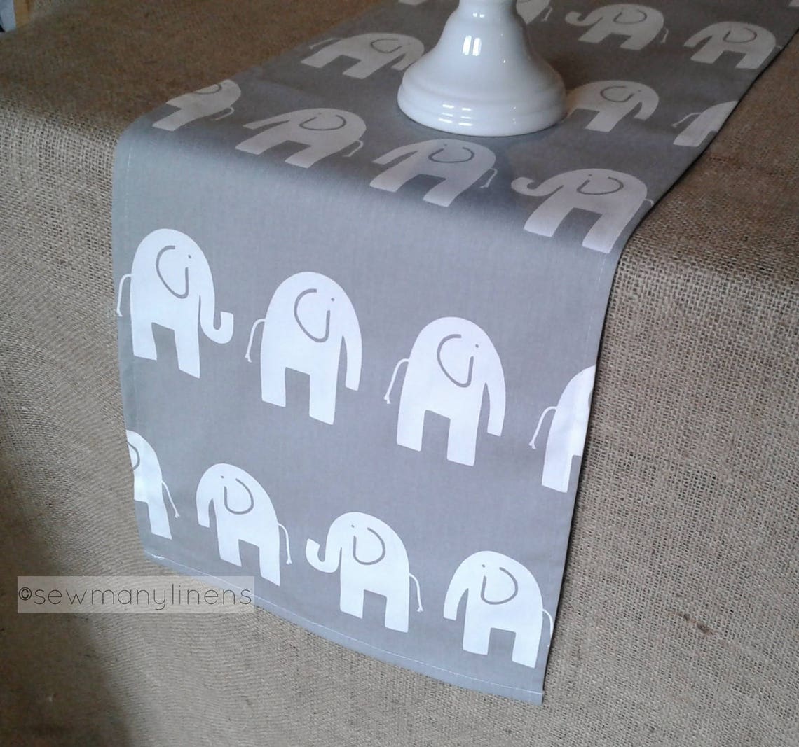 Gray Elephant Table Runner Nursery Decor Baby Shower Decor Zoo | Etsy