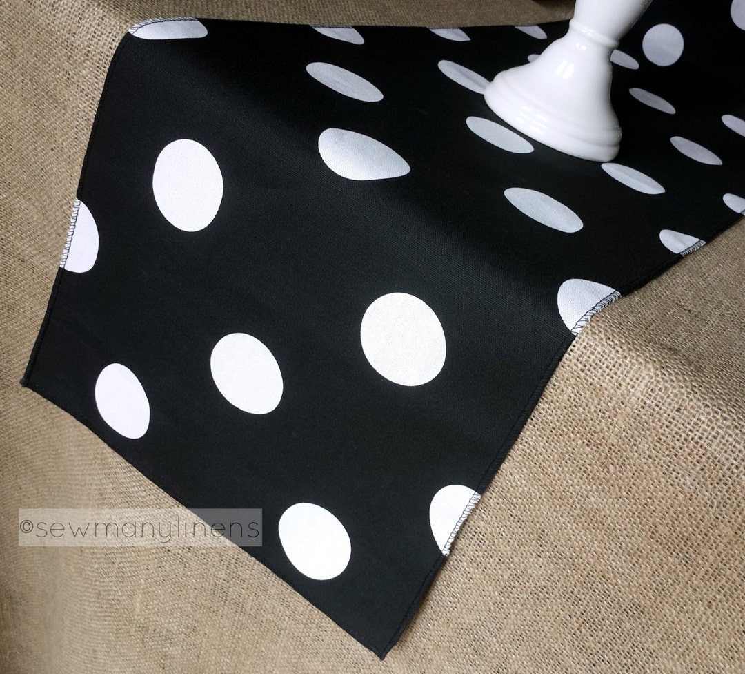 Black and White Polka Dot Table Runner Classic Party Decor Dining Room ...