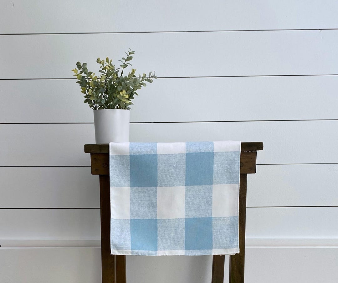 Light Blue Plaid Buffalo Check Table Runner Country Cottage Decor ...
