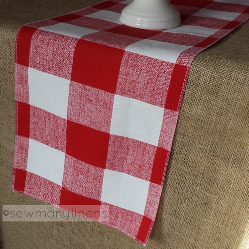 Red and White Picnic Check Gingham Polyester Table Runner - Etsy