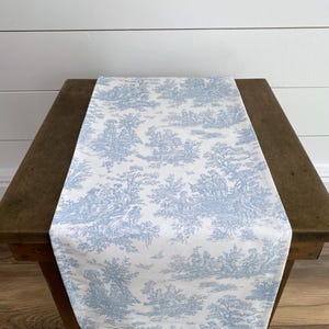 Light Blue Toile Table Runner Baby Shower Centerpiece Traditional Table ...