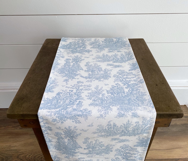 Light Blue Toile Table Runner Baby Shower Centerpiece Traditional Table ...
