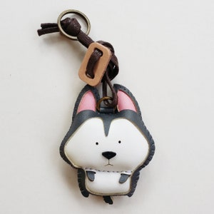 Husky Leather Bag Charm, Husky Key Ring, Husky Luggage Tag, Cute ...