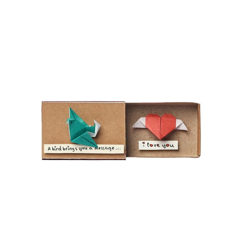 Origami Matchbox Love Card/ Origami Crane Card/ I Love You | Etsy