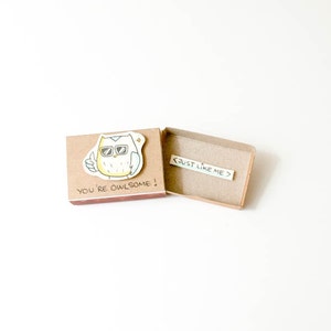 Funny Owl Friendship Card you're Owlsome Matchbox / Gift Box / Message ...