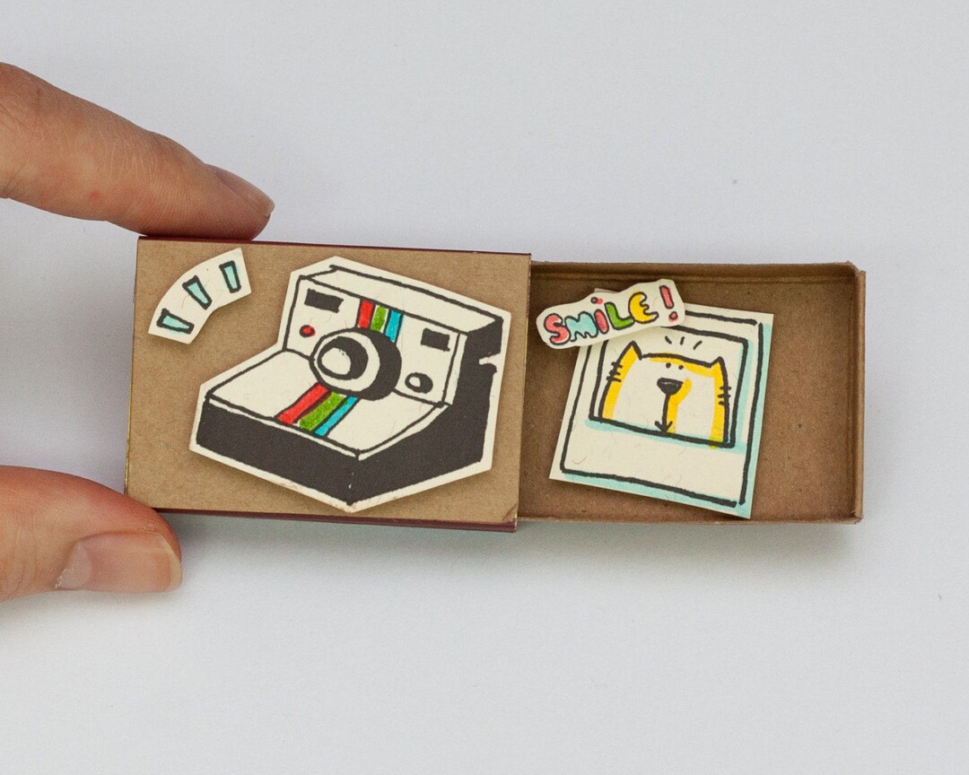 Cute Friendship Matchbox Card/ Gift Box/ Camera Yellow Cat Smile/ OT051 ...