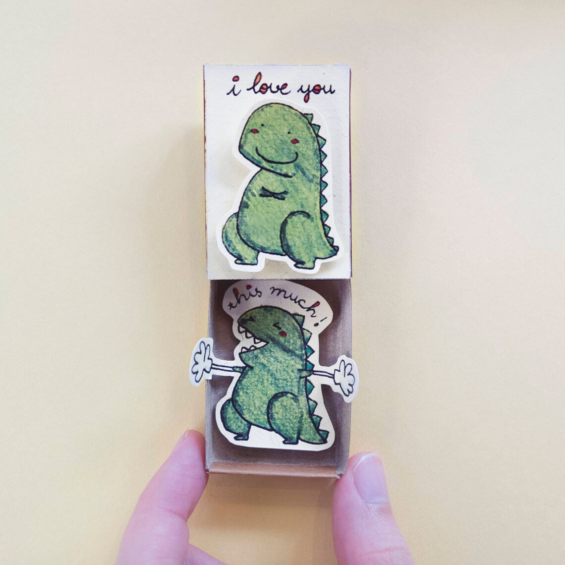 Dinosaur Love Card/ Funny 3D Pop-up Dino Card/ Funny Gift for | Etsy