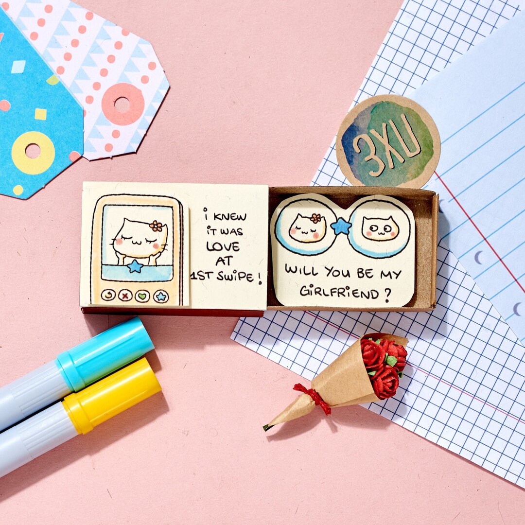 Tinder Love Card/ Love at First Swipe/ Be My GF/ Girlfriend Boyfriend ...