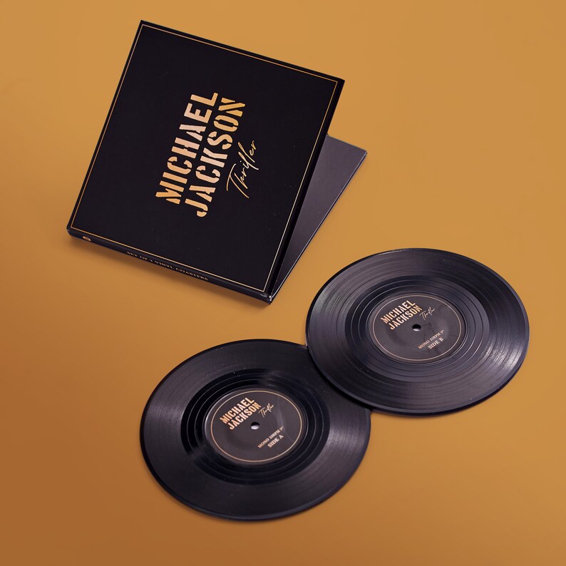 MJ Vinyl Record Coasters Set of 2 Pop Music Coasters Album - Etsy