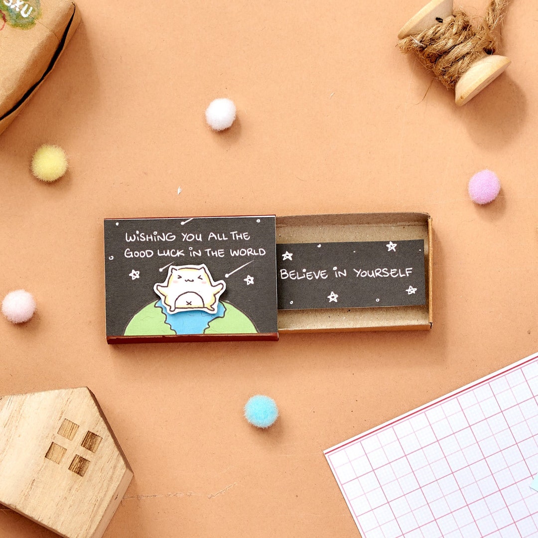 Good Luck Card/ Believe in Yourself Matchbox Card - Cute Encouraging ...