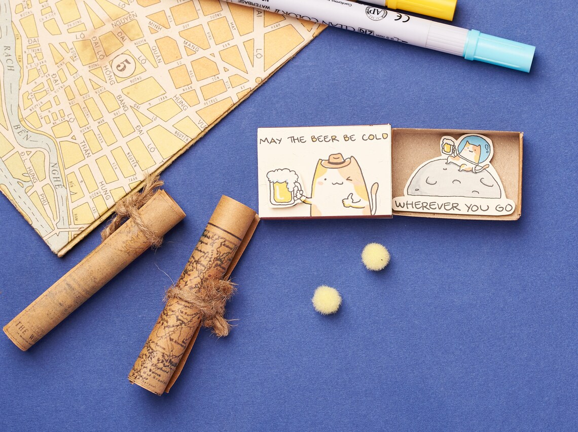 Farewell Matchbox Card: Beer Lover Gift, Friendship Goodbye Card - Etsy