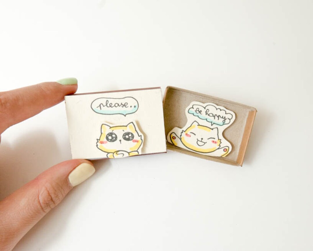 Encouragement Card/ Be Happy Card/ Cat Card/ Matchbox / Gift Box ...