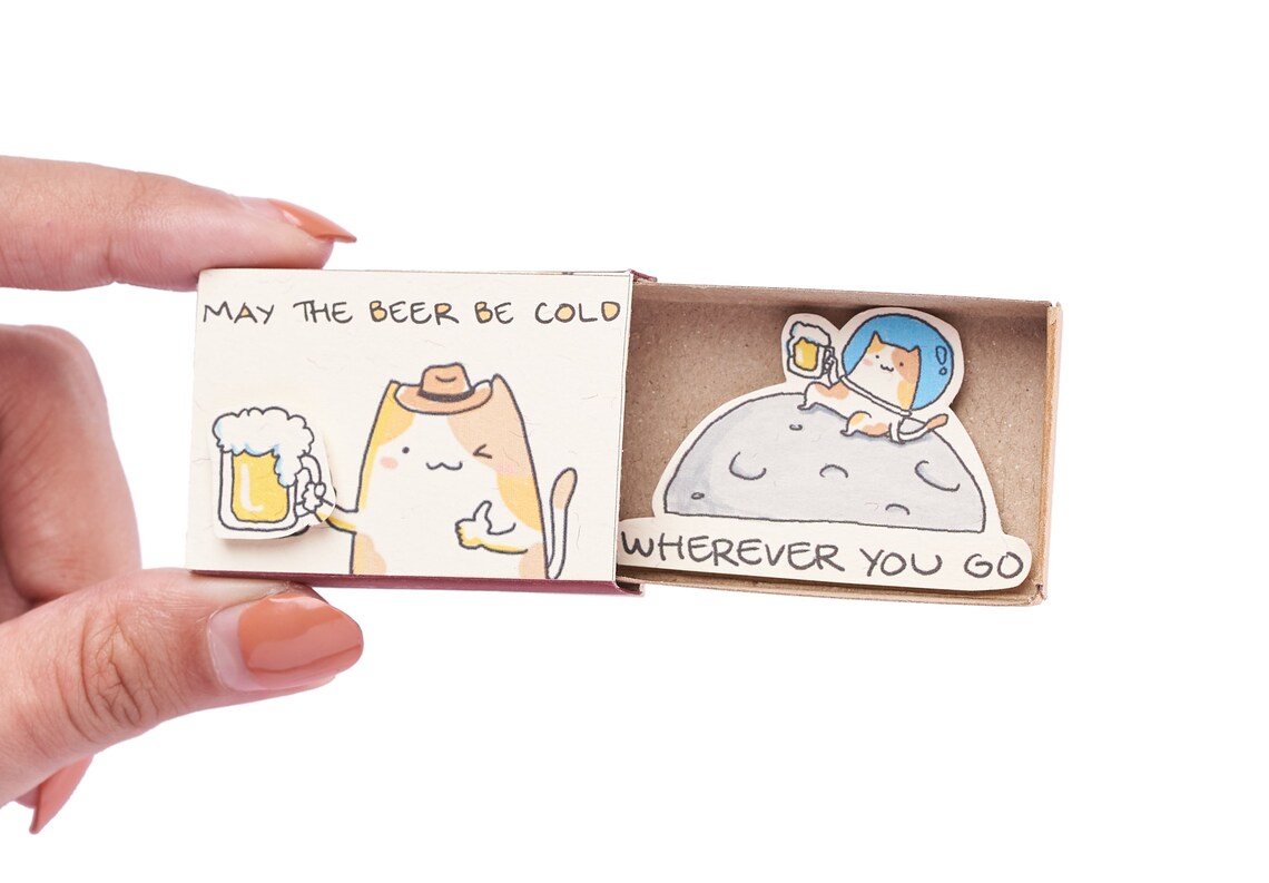 Farewell Matchbox Card: Beer Lover Gift, Friendship Goodbye Card - Etsy