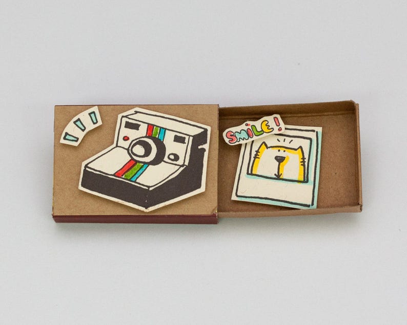 Cute Friendship Matchbox Card/ Gift box/ Camera Yellow Cat | Etsy