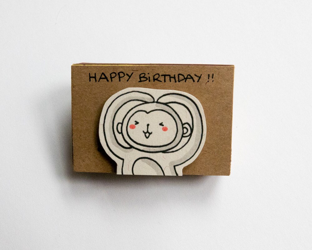 Cute Monkey Birthday Card Matchbox/ Small Tiny Gift Box/ - Etsy