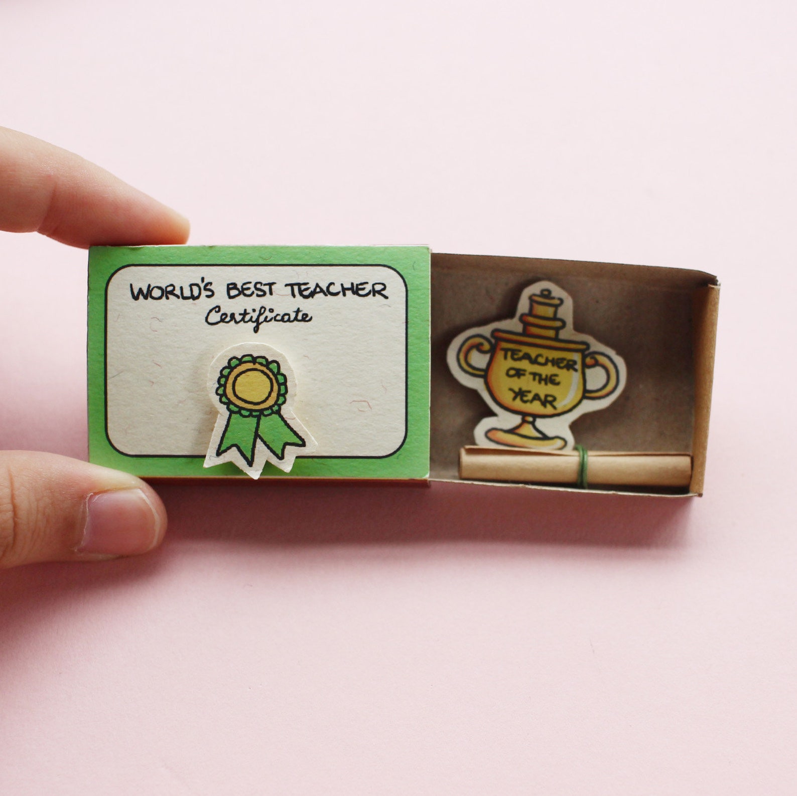 World's Best Teacher Certificate Matchbox Card/ Teacher of the Year Cup ...