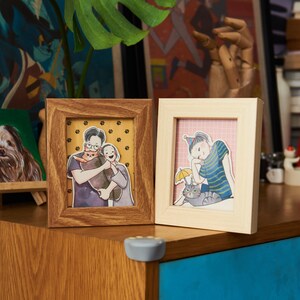 Mini Custom Cat Owner Portrait, Personalized Owner Pet Portrait, Custom ...