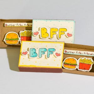 Funny Foodie Friendship Card: BFF Burger Fries Friends Matchbox Gift ...