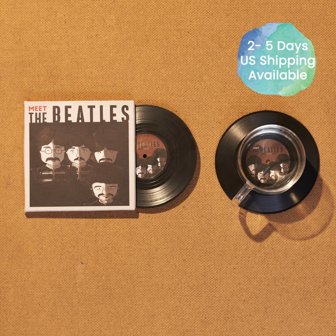Vinyl Record Coasters, Set of 2, 'meet the Beatles', Retro 60s Music ...