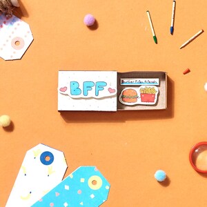 Funny Foodie Friendship Card: BFF Burger Fries Friends Matchbox Gift ...