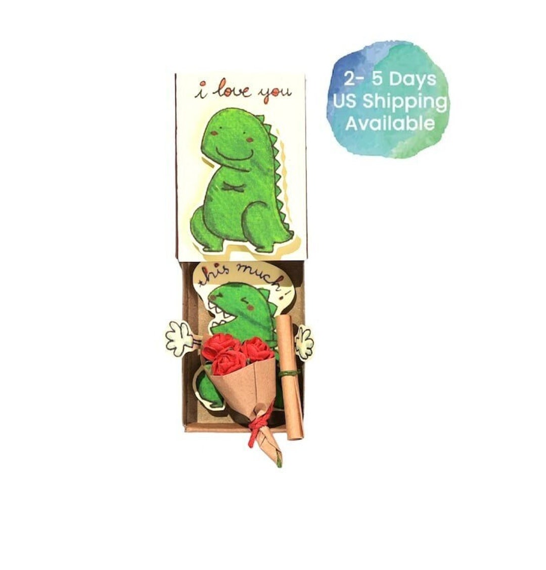 Dinosaur Love Card/ Funny 3D Pop-up Dino Card/ Funny Gift for Her ...