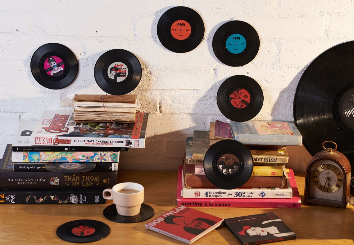 Vinyl Record Coasters Set of 2 Soul Music Coasters Blue | Etsy