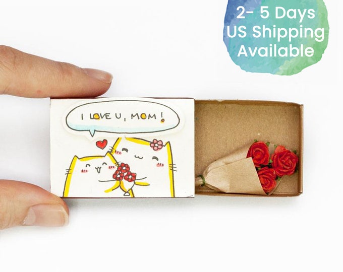 Cat Mom Card Surprise Matchbox Gift for Mom Handmade Card - Etsy