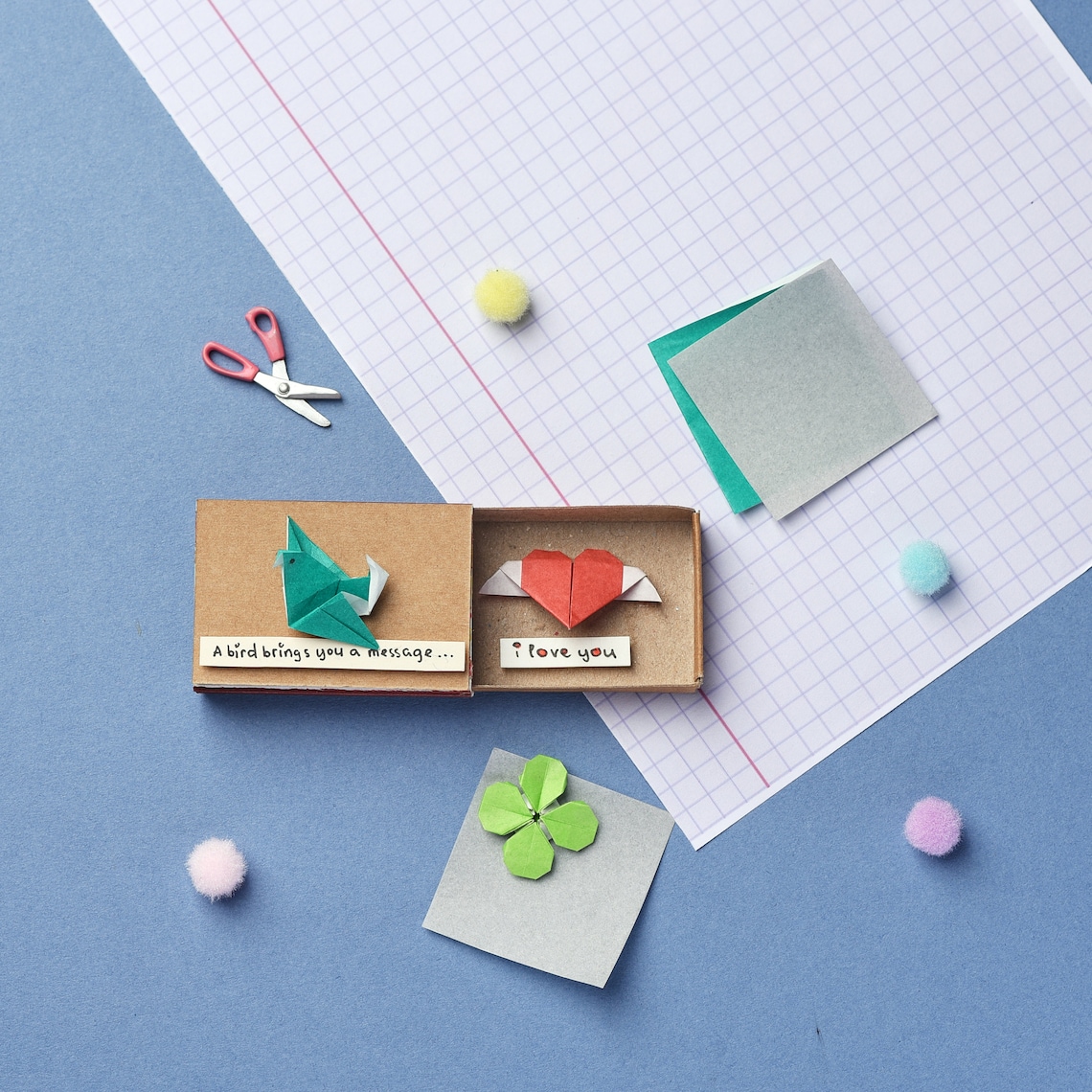Origami Matchbox Love Card/ Origami Crane Card/ I Love You | Etsy