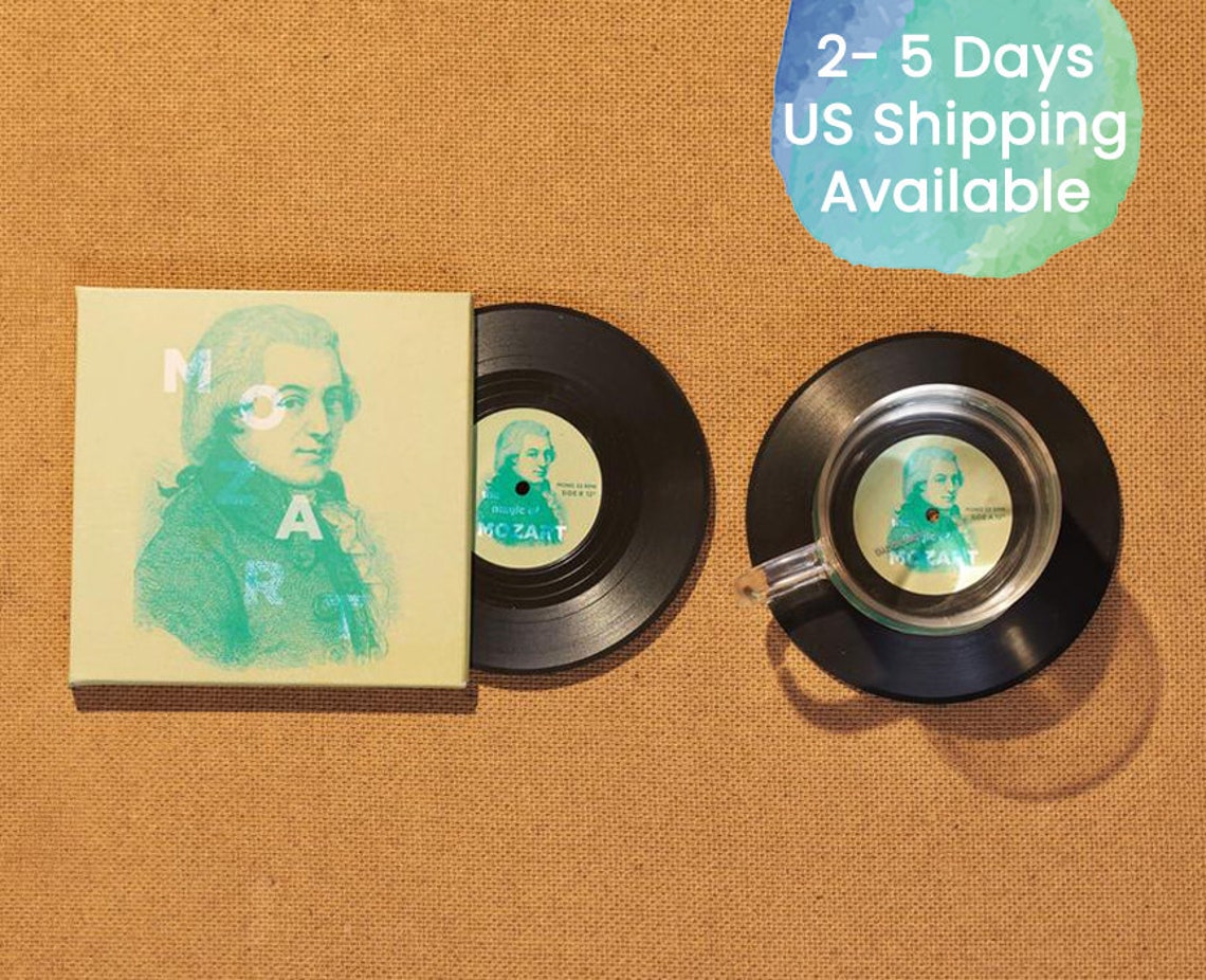 Mozart Vinyl Record Coasters Set of 2 Classical Music | Etsy