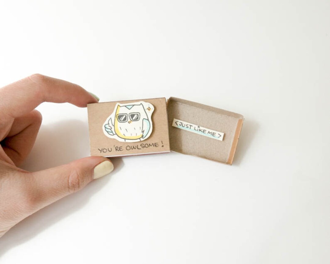Funny Owl Friendship Card you're Owlsome Matchbox / Gift Box / Message ...