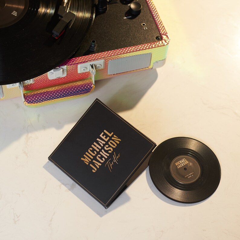 MJ Vinyl Record Coasters Set of 2 Pop Music Coasters Album - Etsy