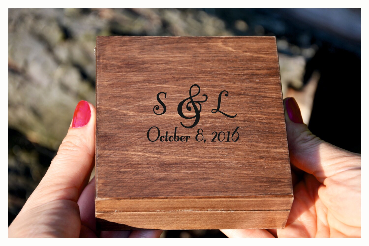 Personalized wedding ring box Initials ring box personalised | Etsy