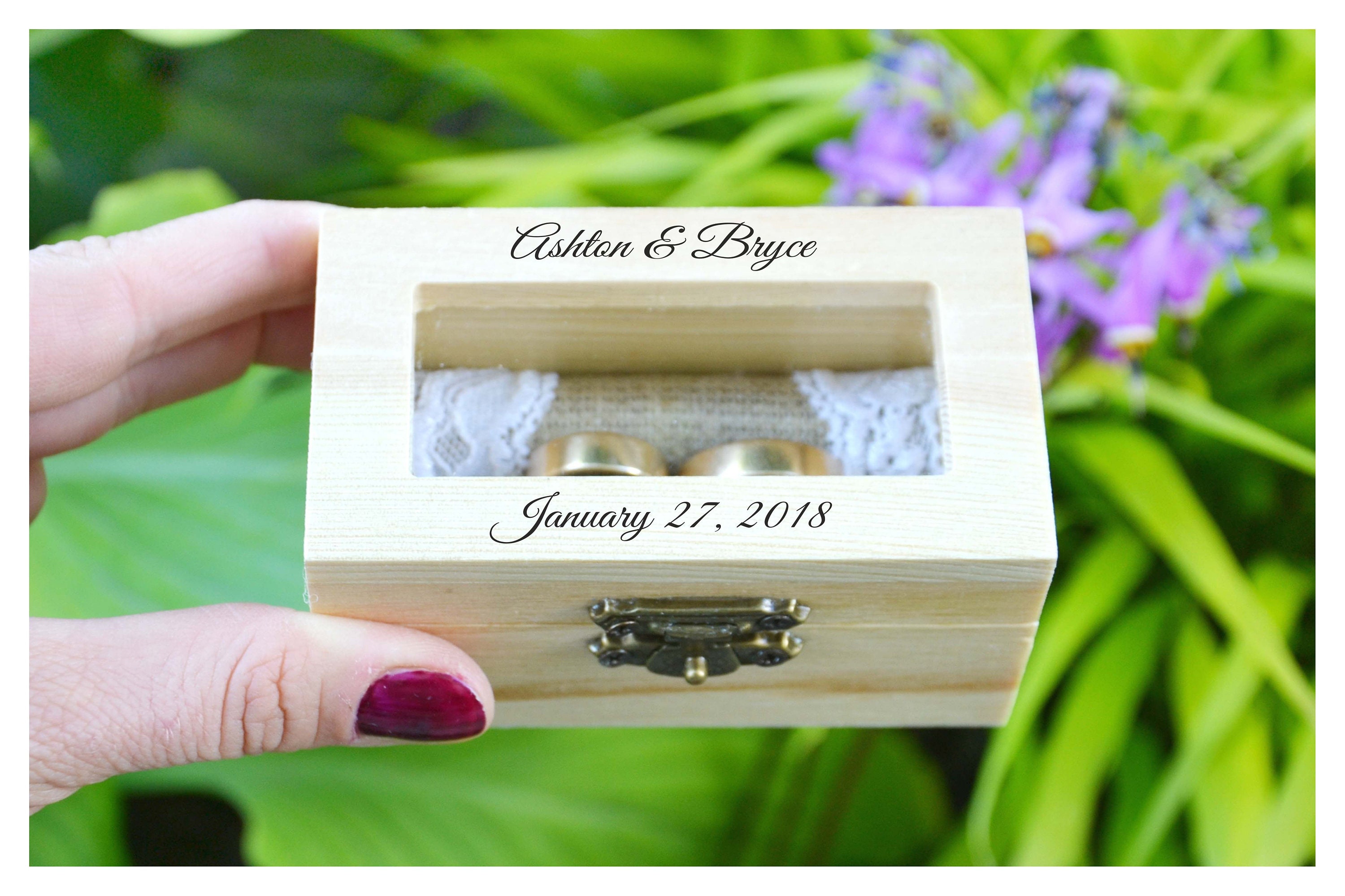 Ring box Personalized ring box with glass lid wedding box | Etsy