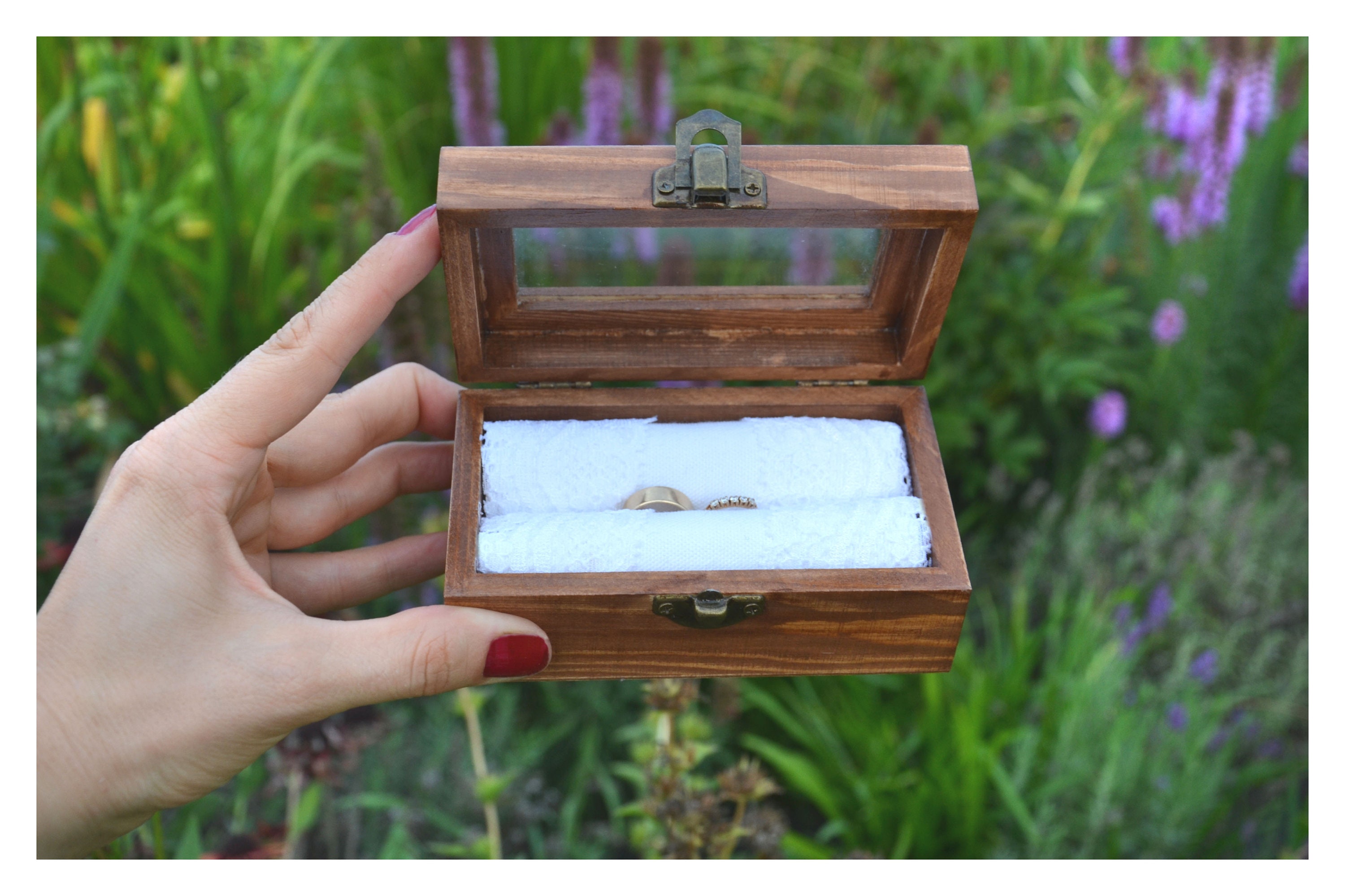 Ring Box Personalized Ring Box With Glass Lid Wedding Box - Etsy