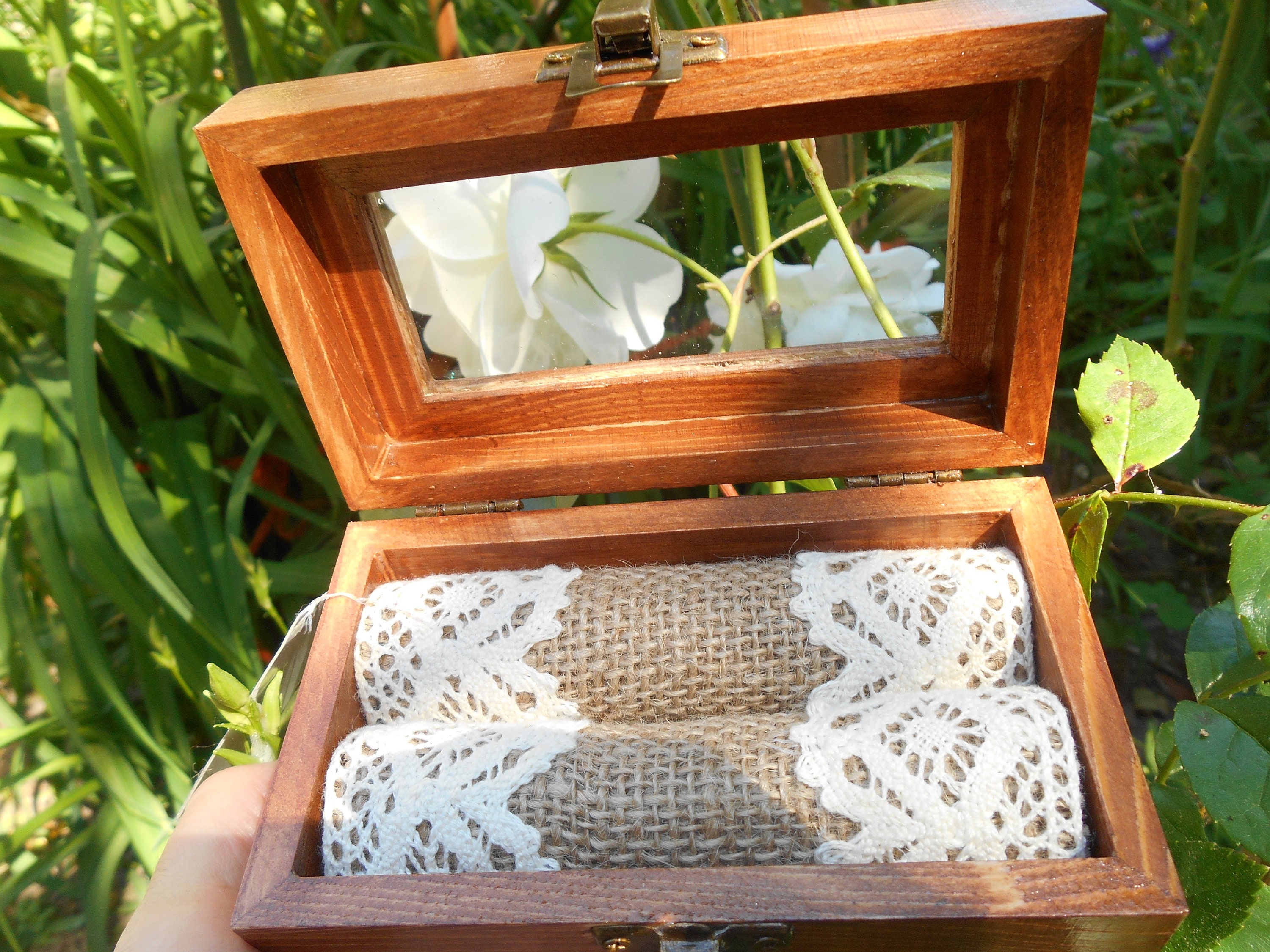 Ring Box, Personalized Ring Box With Glass Lid, Wedding Box, Wooden ...