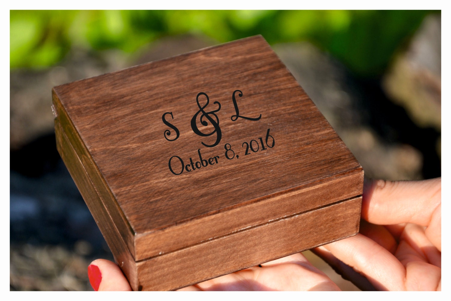 Personalized wedding ring box Initials ring box personalised | Etsy