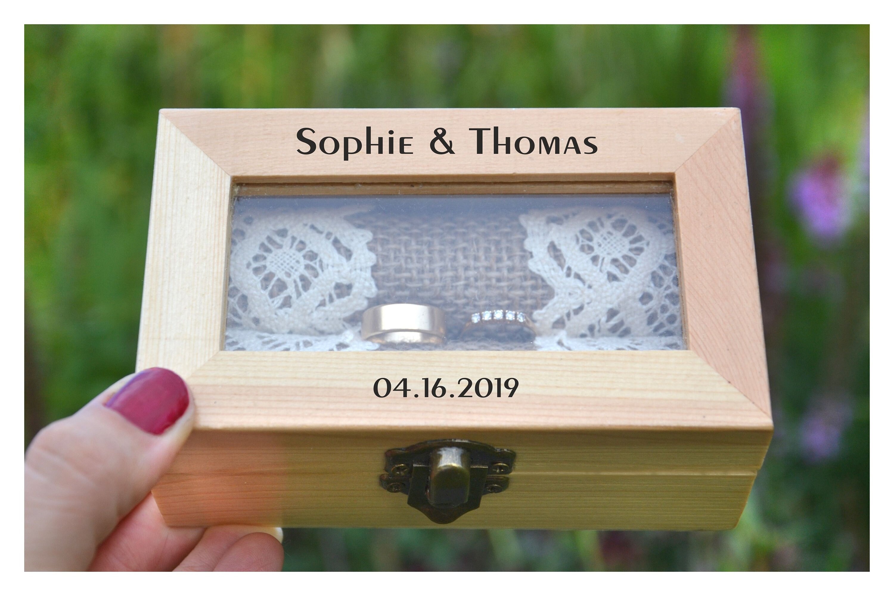 Ring Box Personalized Ring Box With Glass Lid Wedding Box | Etsy