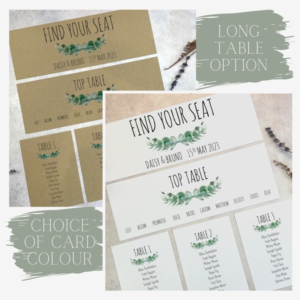 Long Table Wedding Seating Chart - Etsy UK