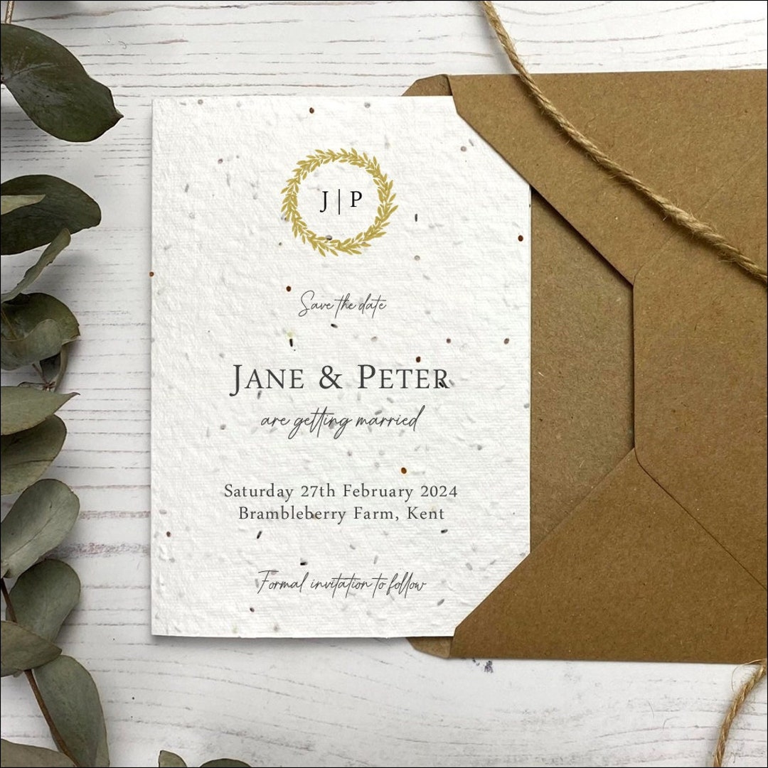 Monogram Plantable Seed Card Save the Dates Sustainable - Etsy