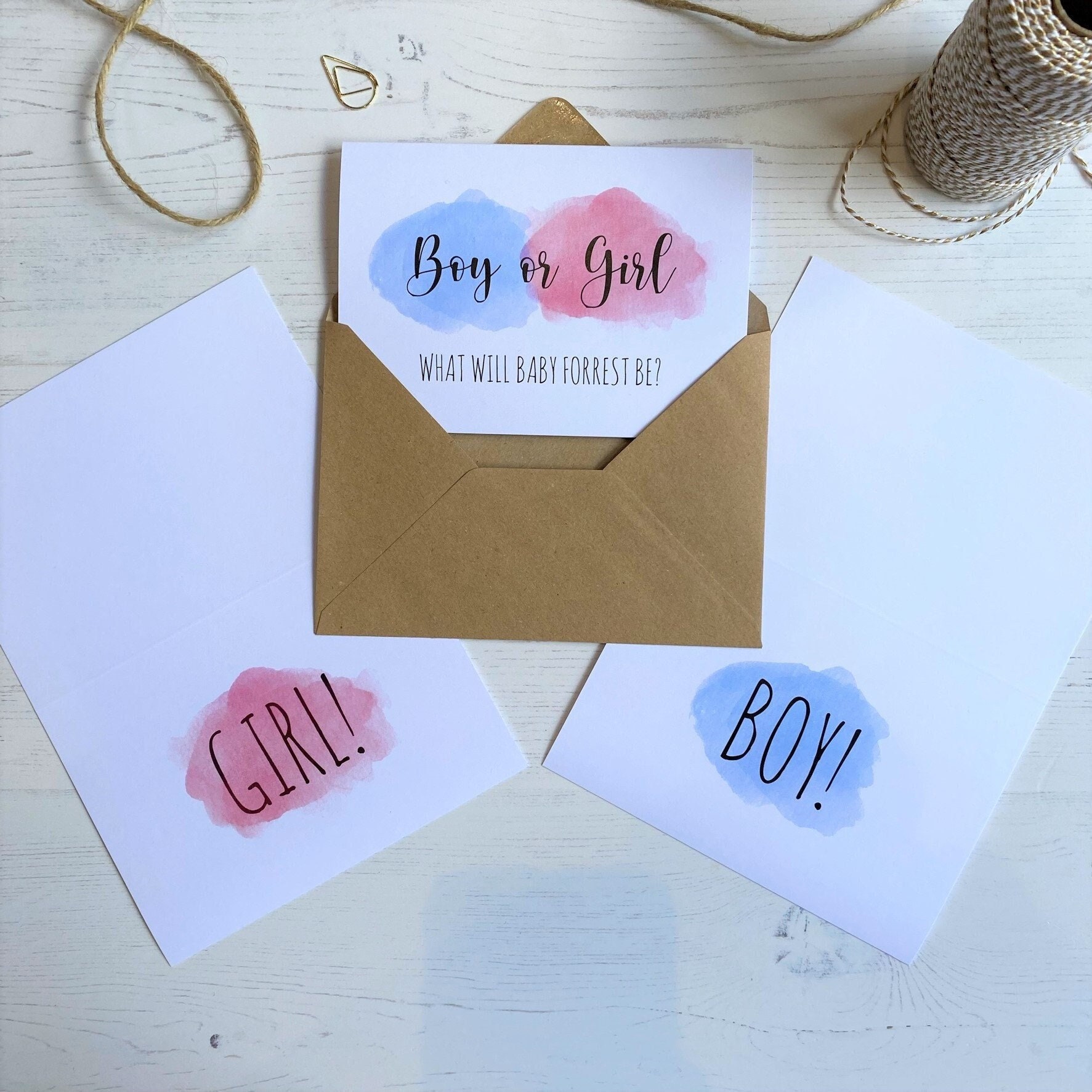 Gender Reveal Card Surprise Baby Boy or Baby Girl Reveal - Etsy