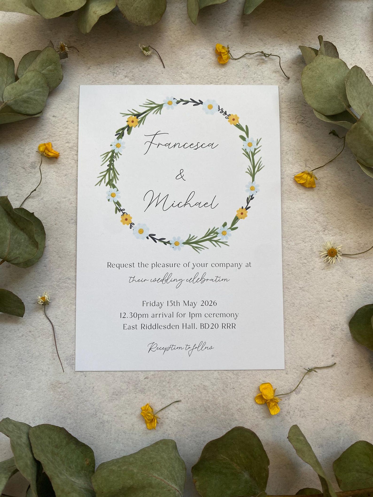 Rustic Daisy Flower Wedding Invitation Set | Spring Wedding Stationery ...