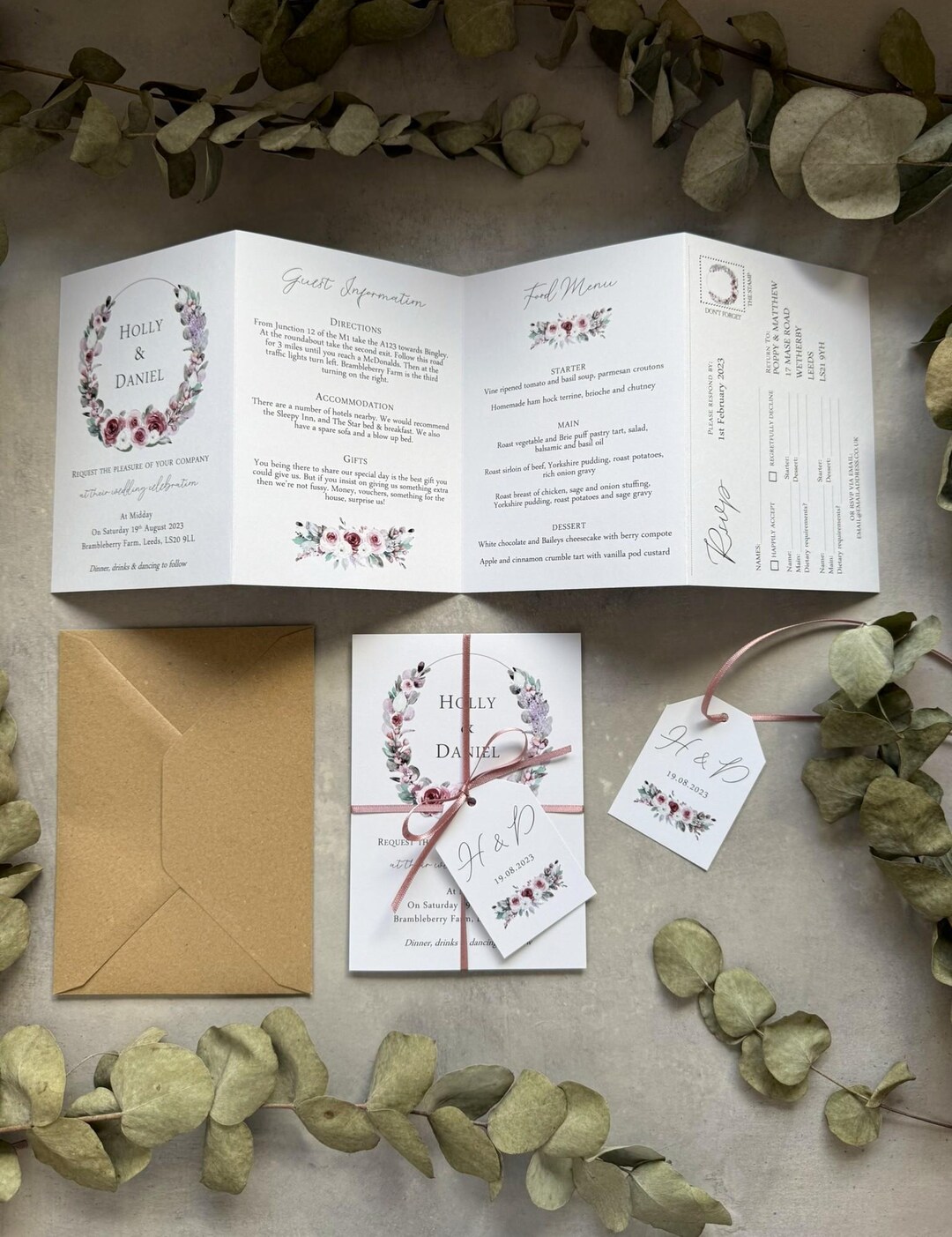 Pink Floral Wedding Invitation Set | Classic Wedding Stationery ...