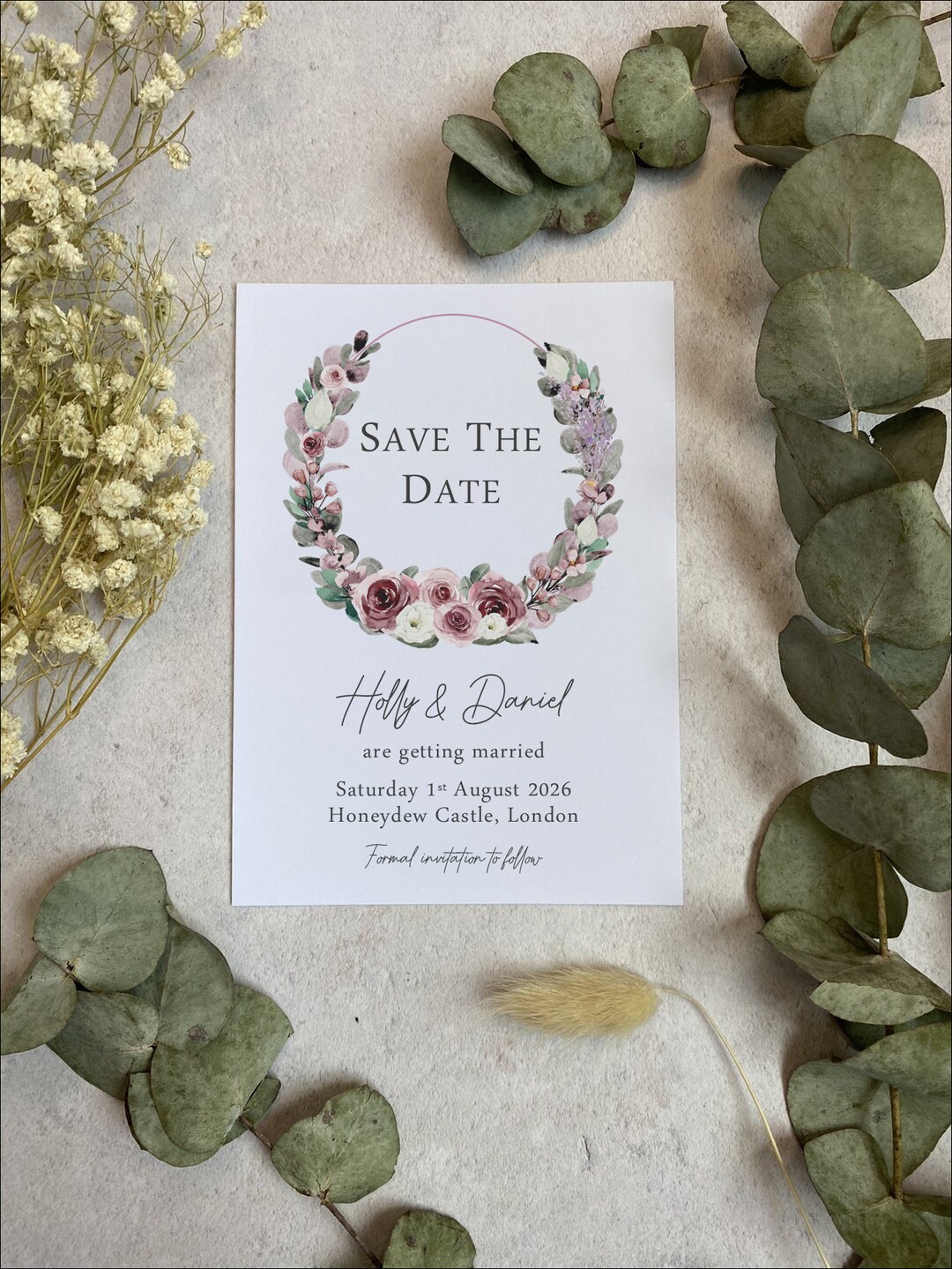 Save the Date Cards, Dusty Pink Rose Save the Dates, Classic Wedding ...