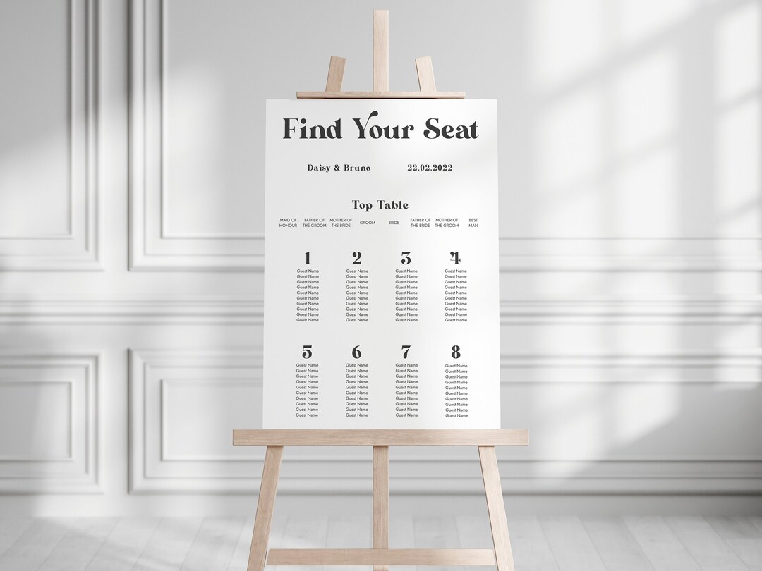 Minimalist Retro Table Plan A1 / A2 Wedding Breakfast Seating - Etsy