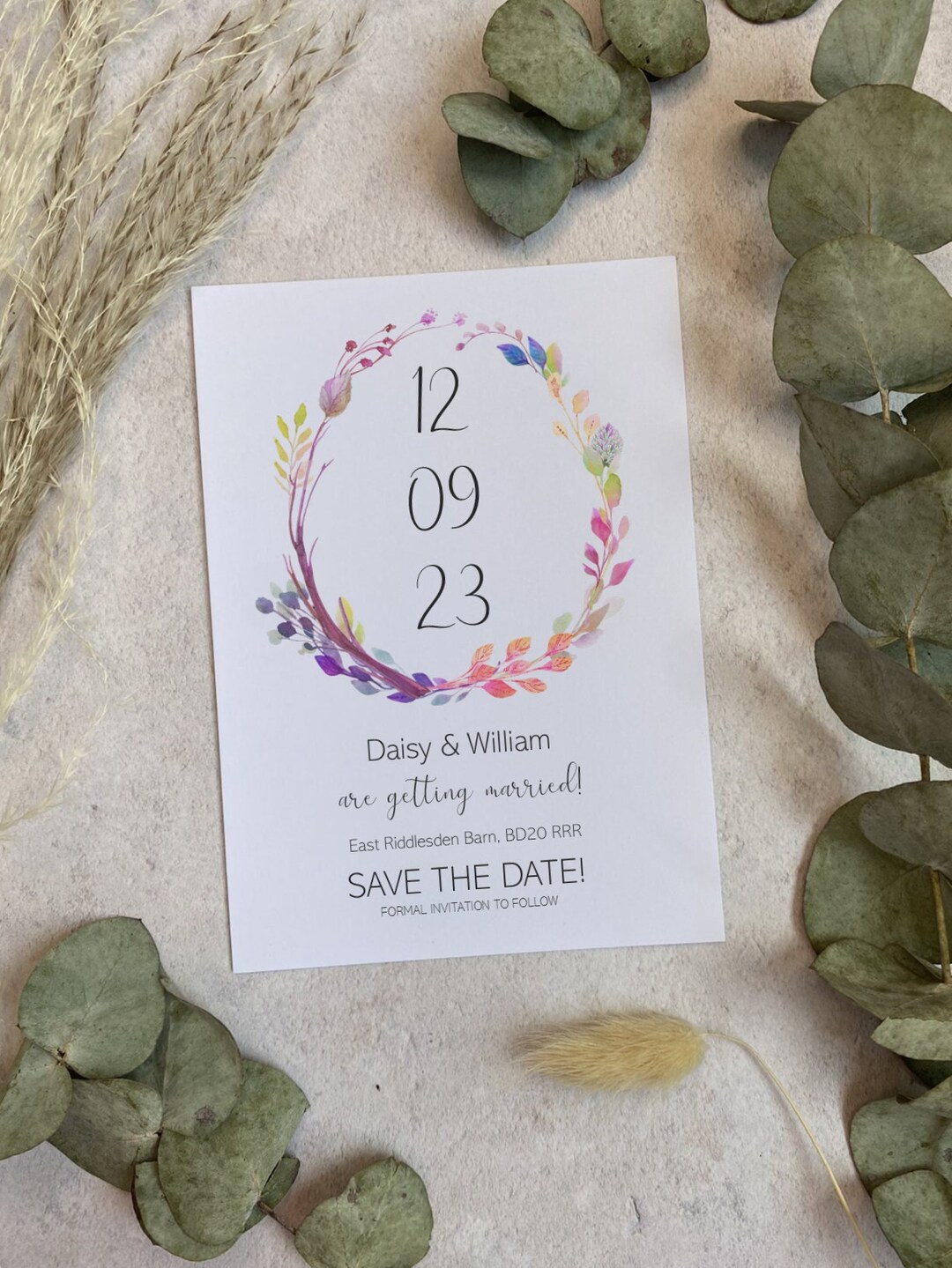 Wildflower Boho Save the Date Cards | Colourful Floral Wedding Invites ...