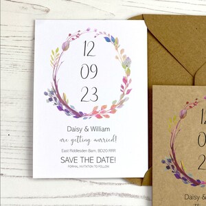 Wildflower Boho Save the Date Cards Colourful Floral Wedding Invites ...