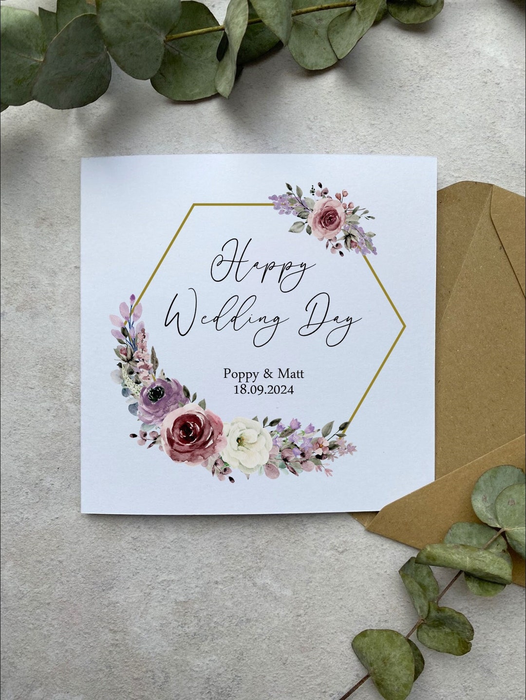 Personalised Wedding Card - Happy Wedding Day Keepsake - Newly Wed ...