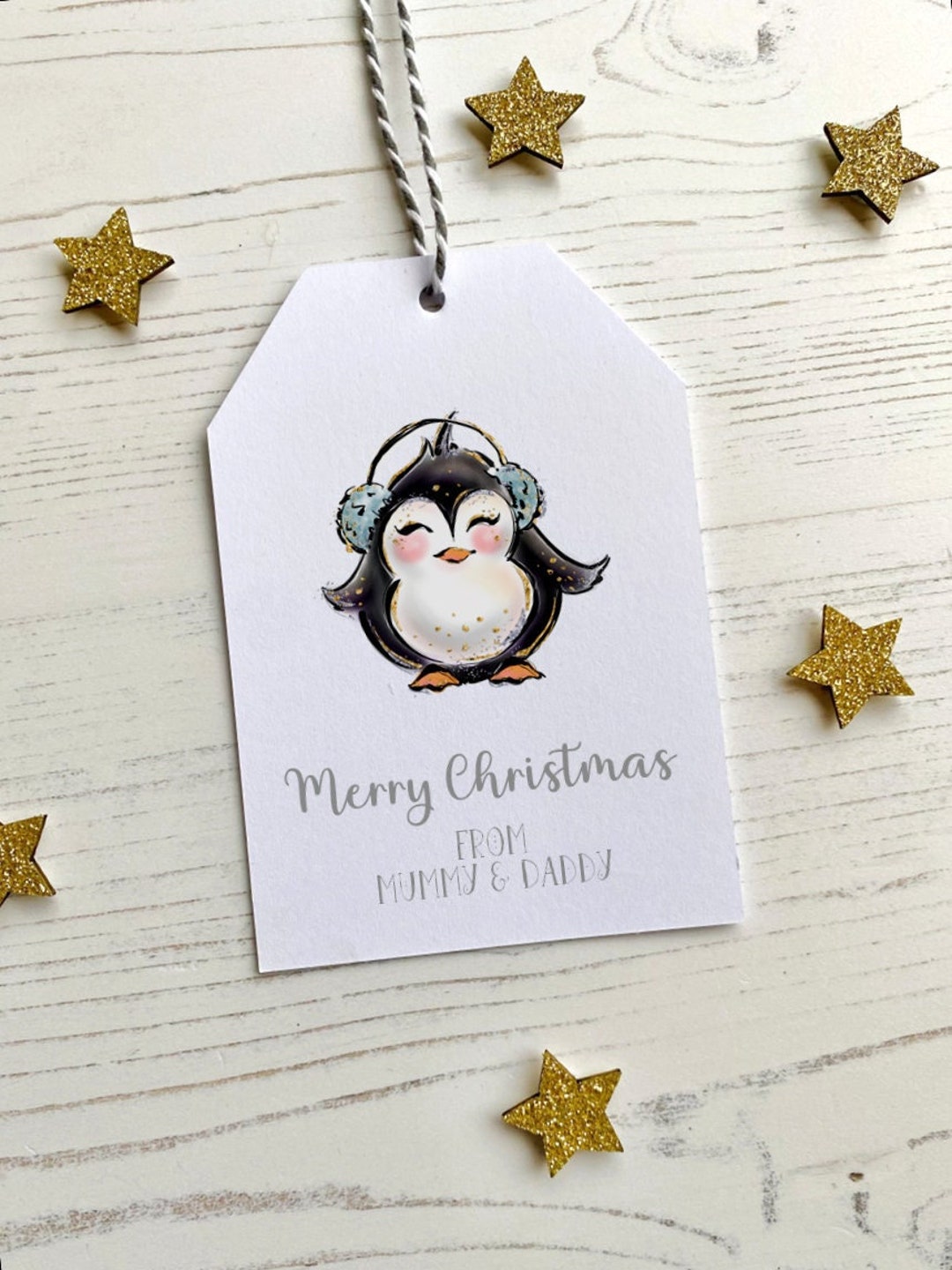 Penguin Christmas Gift Tags Pack of 10 | Personalised Cute Xmas Cards ...